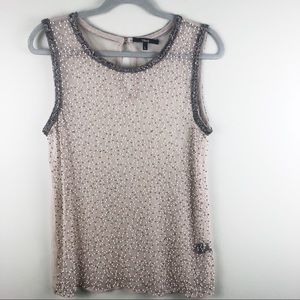 Black | Tops | Black Label Sheer Beaded Sleeveless Blouse L | Poshmark